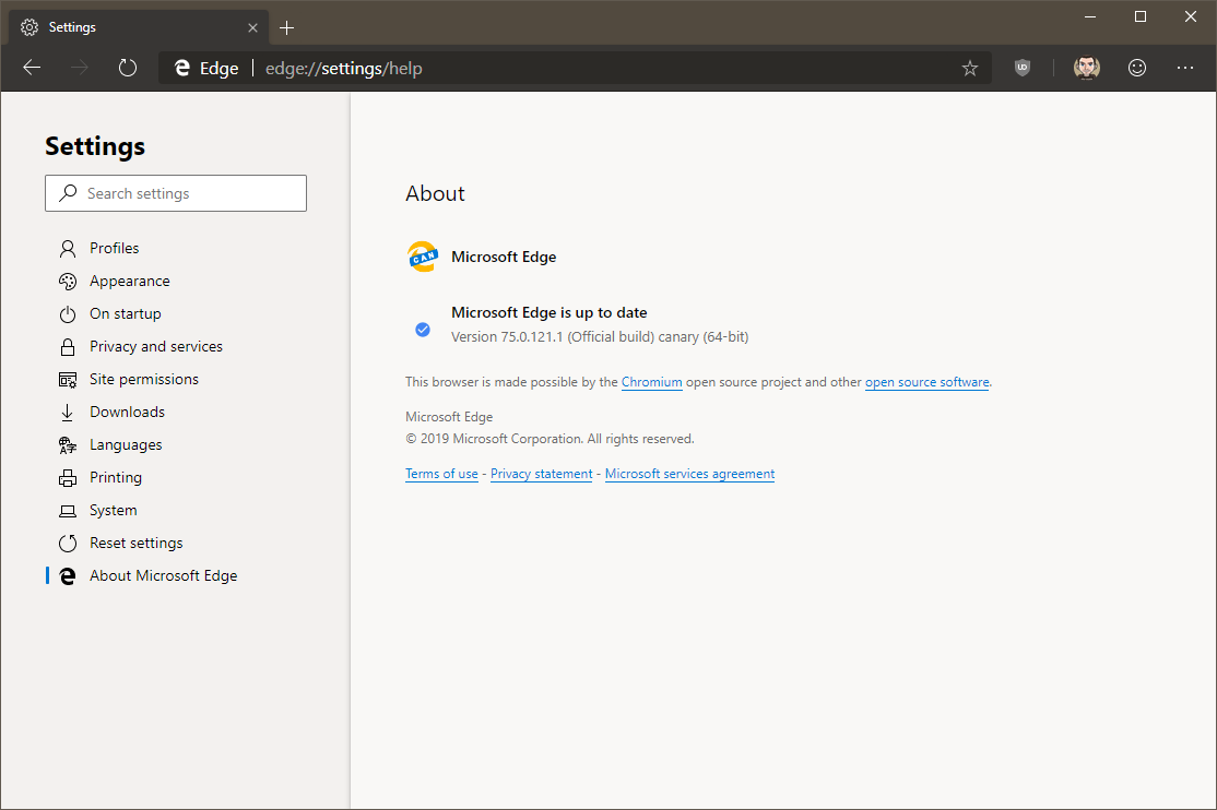Microsoft Edge 18.0 (Win10) | 79.0 Bêta, 80.0 Dev, 81.0 Canary (Win7 à ...